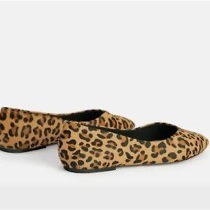 Zara | Shoes | Zara Leather Fur Skin Leopard Print Ballet Flats Nwt ...